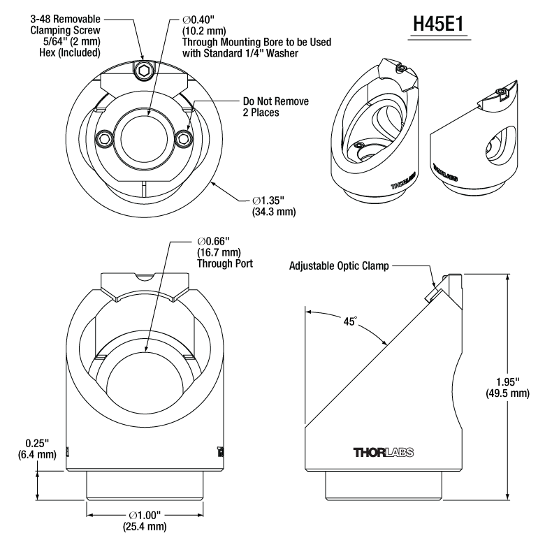 Thorlabs · 45° Elliptical Mirror Mounts