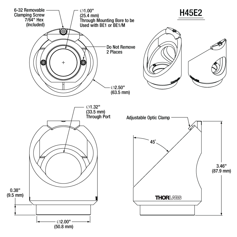 Thorlabs · 45° Elliptical Mirror Mounts