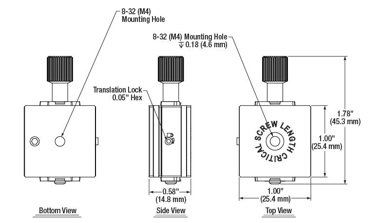 Thorlabs · 1/2" (12.7 mm) Travel Miniature Dovetail Translation Stages