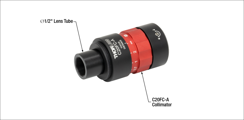 Thorlabs · Large-Beam Achromatic Fiber Collimators, Adjustable Focus