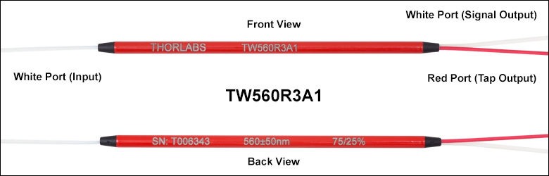 Thorlabs · 560 nm, 1x2 Single Mode Fused Fiber Optic Couplers / Taps