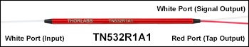 Thorlabs · 532 nm, 1x2 Single Mode Fused Fiber Optic Couplers / Taps