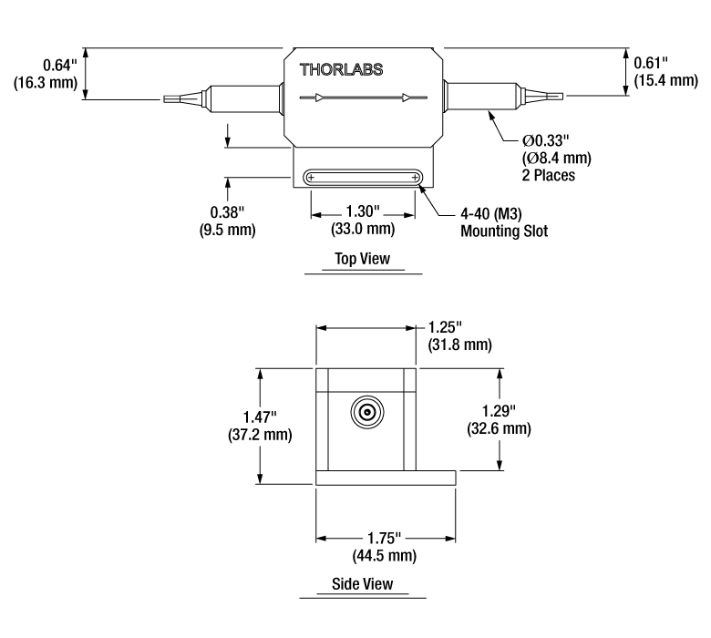 Thorlabs · NIR Fiber Optic Isolators with PM Fiber (770 - 1060 nm)