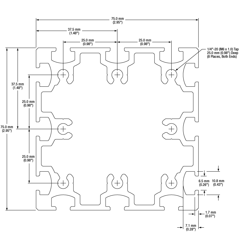 Thorlabs · 75 mm Optical Construction Rails