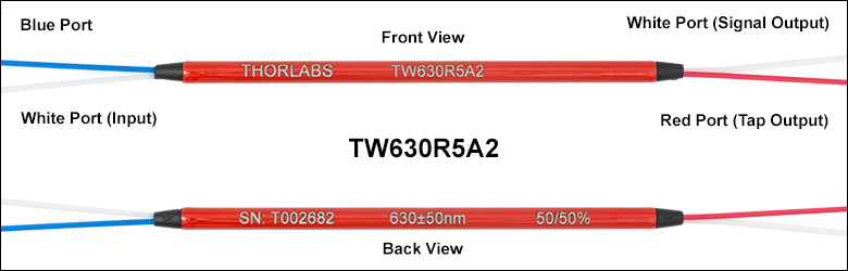 Thorlabs · 630 nm, Single Mode Fused Fiber Optic Couplers / Taps