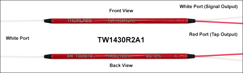 Thorlabs · 1430 nm 1x2 Single Mode Fused Fiber Optic Couplers / Taps