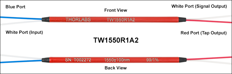 Thorlabs · 1550 nm, 2x2 Single Mode Fused Fiber Optic Couplers / Taps