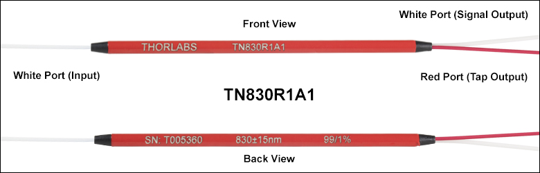 Thorlabs · 830 nm 1x2 Single Mode Fused Fiber Optic Couplers / Taps