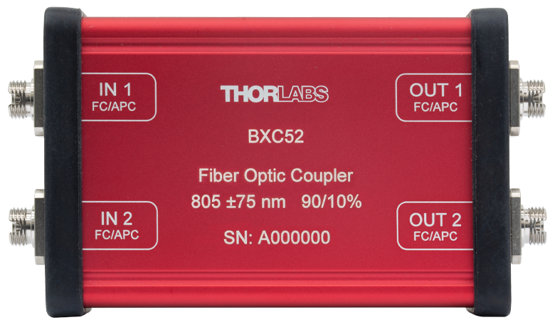 Thorlabs · 850 nm, 2x2 Single Mode Fused Fiber Optic Couplers / Taps