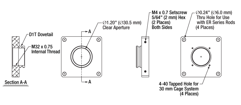 Thorlabs · 60 mm Cage Plates for Microscopy