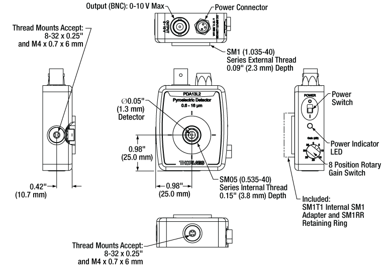 Thorlabs · LiTaO 3 Amplified Pyroelectric Detector