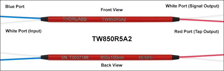 Thorlabs · 830 nm, Single Mode Fused Fiber Optic Couplers / Taps